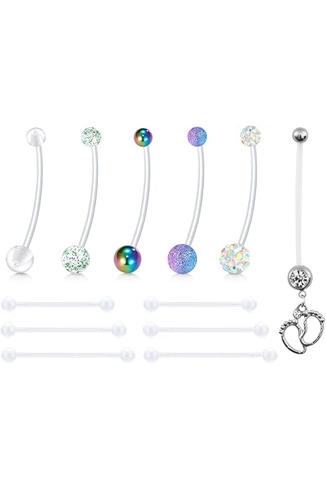 Belly Button Piercing Pregnancy Belly Button Rings (6-Pack) - Flexible ...