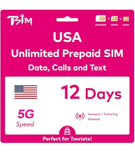Verizon Sim Card Sim Card USA Prepaid (T-Mobile) - Unlimited 5G Data ...