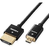 Amazon | エレコム micro HDMI ケーブル 1.5m プレミアム スーパースリム 4K 2K (60P)対応 ブラック DH-HDP14SSU15BK | エレコム | 家電＆カメラ