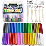 Polymer Clay, Shuttle Art 57 Colors Oven Bake Modeling Clay, Creative Clay Kit with 19 Clay ...