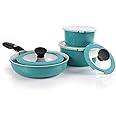 Neoflam Midas PLUS 9pc Nonstick Cast Aluminum Cookware Set, PFOA Free Kitchenware with Saucepan ...
