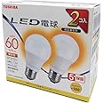 Amazon | 東芝(TOSHIBA) LED電球 60W相当 広配光 電球色 E26口金 2P 密閉器具対応 LDA7L-G/K60V1RP | 東芝(TOSHIBA) | LED電球