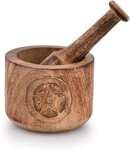 Mortar And Pestle Pentagram Design Wooden Mortar & Pestle Set | The ...