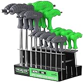 HORUSDY 18-Piece T-Handle Hex Key Set, Inch/Metric Long Arm Ball End Allen Wrench Set, Metric (1 ...