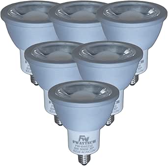 Amazon | Fwaytech LEDスポットライト EZ10 ハロゲン電球 LED 12V ダイクロハロゲン50W～60W相当 密閉器具対応 (6W EZ10口金 30度(6個), 昼 ...