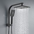 Decaura Twin Shower Head Rail Set Square Gooseneck Shower Arm 8" Rain ...