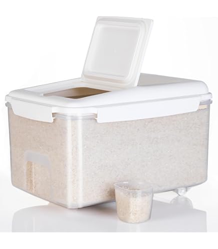 Rice Storage Yamazaki Airtight Rice Bin – 11 Lb Capacity, Includes ...