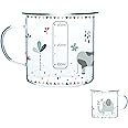 Amazon.co.jp: FLYILIA 目盛り付きマグカップ タンブラーグラス コーヒーカップ 取っ手付き 電子レンジ対応 耐熱ガラス ミルクカップ ティーカップ モーニングカップ ガラス ...