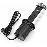 Silver AU Pop Up Power Point 3 Sockets Plug 2 USB charging Table ...