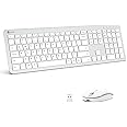 iClever GK08 Wireless Keyboard and Mouse - Rechargeable Keyboard Ergonomic Quiet Full Size ...