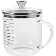 Amazon | Cabilock グラス 計量 カップ 蓋付き、 550Ml 目盛り付き ビーカー マグカップ ミルク 計量 カップ 手持ち コーヒー カップ ミルク カップ ショット ...
