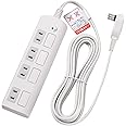 Amazon.co.jp: エルパ (ELPA) 耐雷フラットスイッチ付タップ 雷ガード 延長コード 100V 15A 4個口 3m 扉付 WBS-LS403F(W) : パソコン・周辺機器