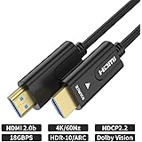 Amazon | ATZEBE 光ファイバーHDMI ケーブル 50m 4K 60Hz対応 8gbps超高速伝送 4K HDR Ultra HD YUV4:4:4 HDCP 2.2 ARC ク ...