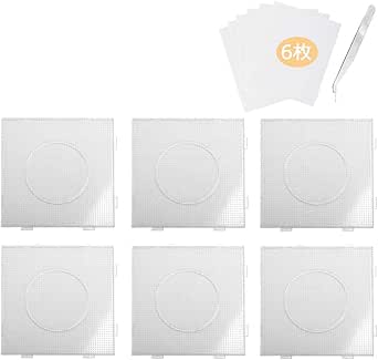 Amazon | Sitengle アイロンビーズプレート 2.6㎜ ミニホットビーズ専用 6枚セット 14.5*14.5cm 透明 接続可能 アイロンペーパー/ビーズピン付き (タイプB ...