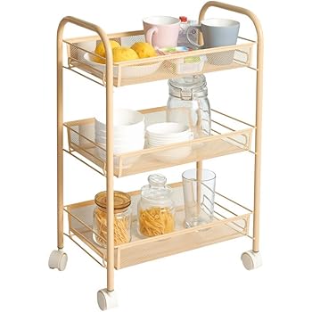 Amazon｜山善(YAMAZEN) スチールワゴン キャスター付き ダークブラウン RWR-3C(DBR)｜キッチンカート オンライン通販