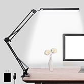 Swing Arm Lights, LED Desk Lamp with Clamp, 9W Eye Caring Dimmable ...