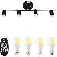 Amazon.co.jp : 共同照明 シーリングライト 4灯 E26 シーリングスポットライト 照明 8畳 調光 調色 LED電球60W形4個付き リモコン対応 GT-DJ-IE26B ...