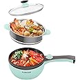 Audecook Green 1.5L Electric Hot Pot, Mini Nonstick Sauté Pan with ...
