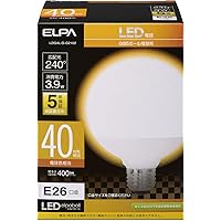 Amazon.co.jp : エルパ LED電球 2個セット 電球形 A形 広配光 口金E26 40W形 電球色 5年保証 LDA5L-G-G5102-2P : ホーム＆キッチン