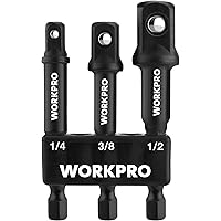 Amazon | WORKPRO インパクトグレードソケットアダプターセット 3本組 延長ビット 差込角6.35mm 9.5mm 12.7mmドライブ 軸径6.35mm六角軸 電動ドリル用 熱 ...