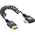 Amazon.co.jp: Thsucords 8K 右角 L型 ミニ HDMI to HDMI コイルケーブル、 90度 HDMI to Mini HDMI オス-オス スパイラルコード ...