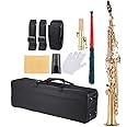 Amazon | summina真鍮直管ソプラノサックスBb B平面木管楽器自然筐体鍵彫刻パターンキャリーケース付き手袋クリーニングテープクリーニングバー | サックス | 楽器・音響機器