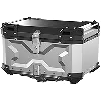 Amazon | LASIEYOバイク 100L リアボックス アルミ トップケース 大容量 大型リアボックス バックレスト 防水 ブラック ...
