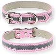 Amazon | [LaLUCA GOODS] 首輪 犬 猫 革 定番 スタンダード PU レザー シンプル 反射素材 小型犬 中型犬 ドッグ 散歩 カラフル ピンク M | LaLUCA ...