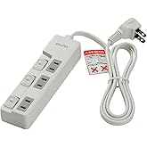Amazon.co.jp: エルパ(ELPA) ランプレスタップ スイッチ コンセント エコ 4個口 1m 125V 15A 屋内専用 WLS-410EB(W) : パソコン・周辺機器
