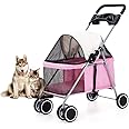 Amazon | Petmoon ペットカート 猫 犬 バギー 中型犬 多頭用 カート 小型犬 中型犬 犬用ベビーカー 3way 折りたたみ 四輪 介護用 お出かけ 軽量 組み立て簡単 前輪 ...