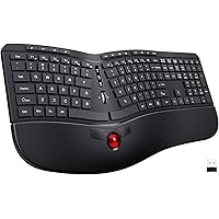 Ergonomic Keyboard, 2 in 1 Wireless Computer Keyboard and Trackball ...