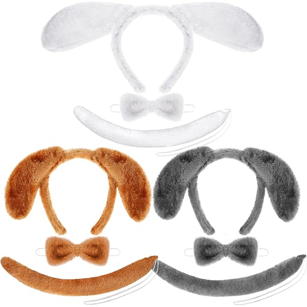 Dog Ears Headband Black Zoo Animal Costumes Adult Plush Puppy Dog Ears ...