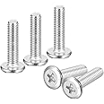 Amazon | uxcell M5x20mmフラットラウンドヘッドの十字穴ネジ 20個入り 304ステンレス鋼製の十字穴付きドライブマシンネジ 全ねじ 明るい仕上げ 家具のネジ接続ボルトネジ ...