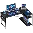Amazon | YeTom l字デスク ゲーミングデスク デスク 幅120cm pcデスク コーナーデスク 棚板高さ調節可能 収納袋付き L字型 PC 勉強机 作業 在宅勤務 リモートワーク ...