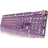 Basaltech Keyboard Typewriter Style with Rainbow LED Backlight,Vintage ...