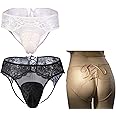 Amazon.co.jp: [Youngfull] 2枚セット 男の娘 カバーパンツ レース パンツ 男性用 前閉じ 前カバー 美尻ショーツ 女性らしいボディライン 下着 性転換 変装 通気性 ...