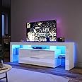 ELEGANT TV Cabinet with LED Light, 160cm TV Stand Unit with 2 Drawers ...