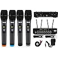 Pyle UHF Wireless Microphone System - PA Public Address Mic System with 4 Handheld Wireless Mics ...