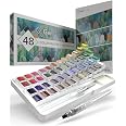 GenCrafts Watercolor Paint Palette with Bonus Paper Pad Includes 48 ...