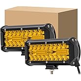 Amazon.co.jp: CLOWICSR 高輝度 フォグランプ LED作業灯 デッキライト ワークライト イエロー(3000K) 4Dレンズ 72W 12V-48V対応 [各種バイク/車に ...