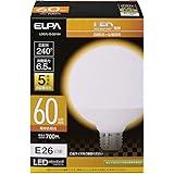 Amazon.co.jp : 朝日電器 エルパ (ELPA) LED電球 ボール球形 G95 (口金E26 / 60W形 / 白色) 5年保証 / 電球 (LDG7D-G-G2103 ...
