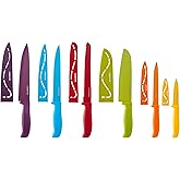 Amazon Basics 12-Piece Color-Coded Kitchen Knife Set, 6 Knives with 6 ...