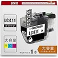 Amazon.co.jp: ブラザー LC411-BK ブラック 互換インクカートリッジ 1本 大容量 タイプ brother対応 インクカートリッジ LC411BK LC411C ...