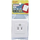 Amazon.co.jp: エルパ (ELPA) 薄型ダブルコンセント コンセント 配線 DIY 125V 15A 2口用 ホワイト A-56H(W) : DIY・工具・ガーデン