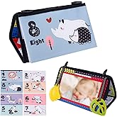 Joyfia Tummy Time Floor Mirror, Black and White Baby Book, High ...