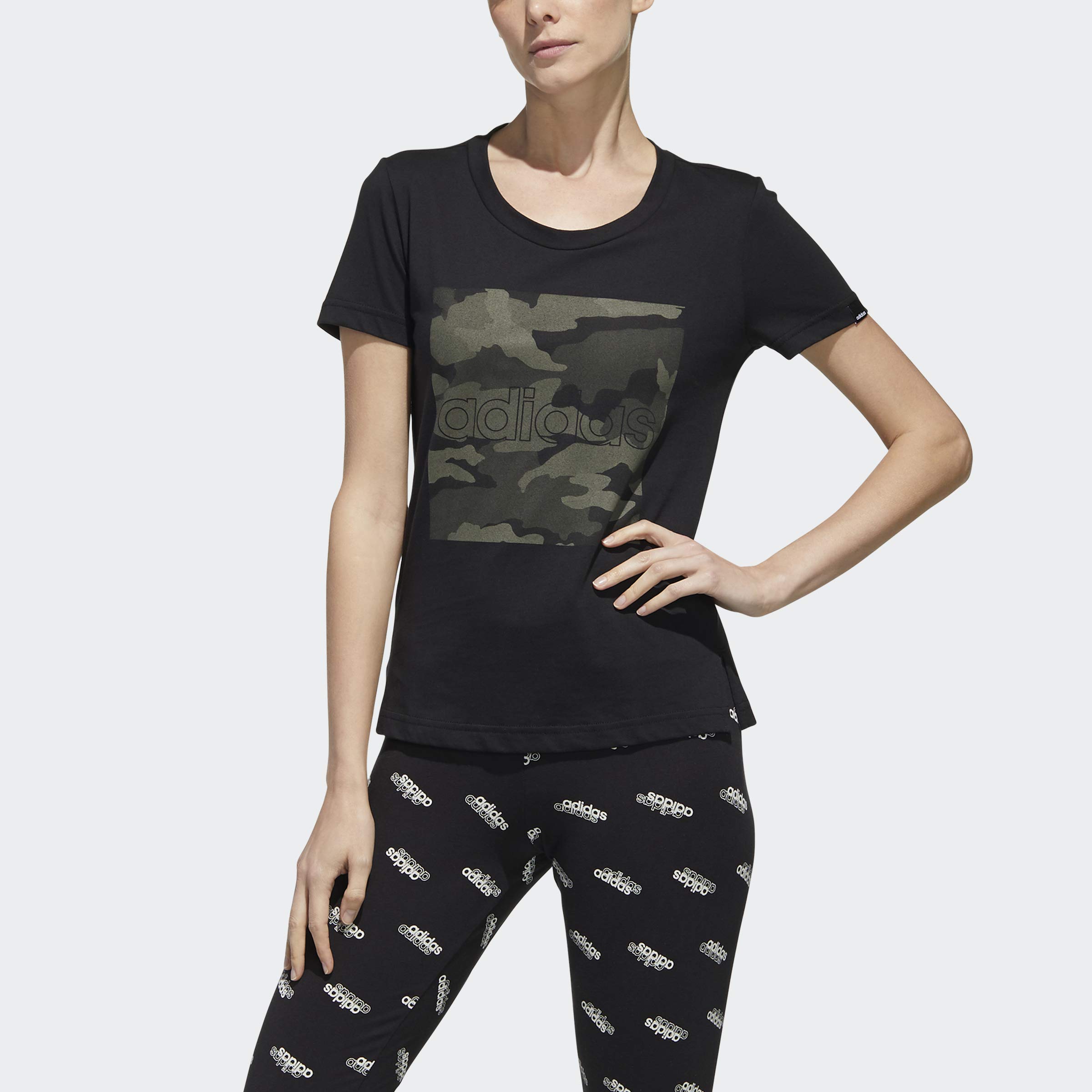 adidas Womens Boxed Graphic Tee, Black/White, Sm | コレクションファッションデザイン