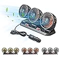 Amazon | YAYAMIYA 車用扇風機 3頭車載ファン 360°回転可能＋180°上下調整可能 2つ階段風量調節 車用 車内 扇風機 5v USB給電、12v/24vシガーライター ...