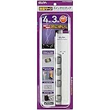 Amazon.co.jp: ELPA エルパ LEDランプ スイッチ付タップ 上挿し 4個口 3m WLS-LU43EB(W) : DIY・工具・ガーデン