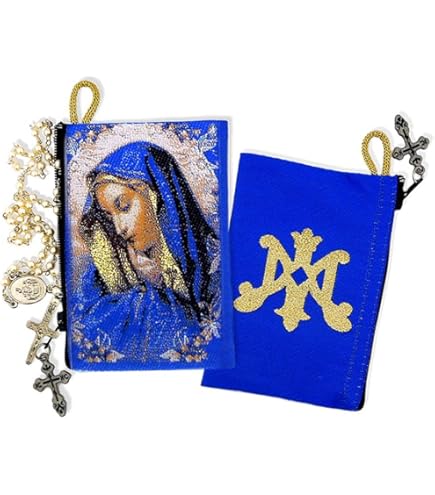 Rosary Medal Needzo PLC Gold Rosary Pouch - Zippered Cloth Case With ...