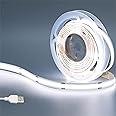 Amazon.co.jp: クリアヒル（Clearhill）5V COB LEDストリップライト 2M 昼白色 6500K LED320個/M 強力な光 幅8mm 非防水IP20 1M USB ...